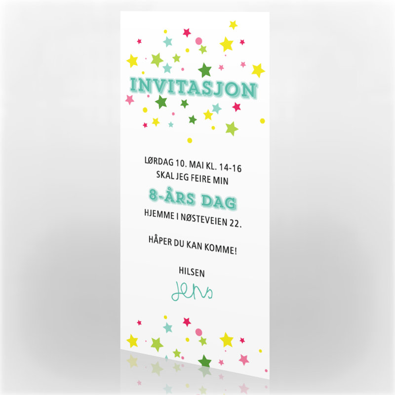 Invitasjon fest - kortshop - produkter - Bursdagsinvitasjon, a02171